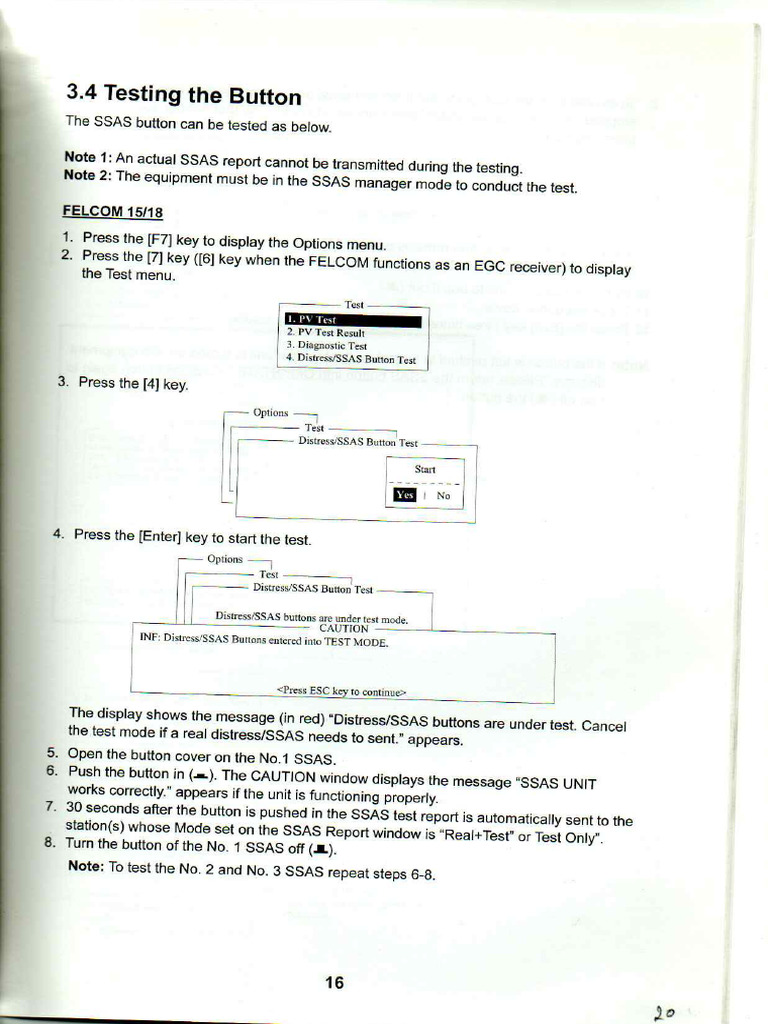 Ssas Button Test Procedure | PDF