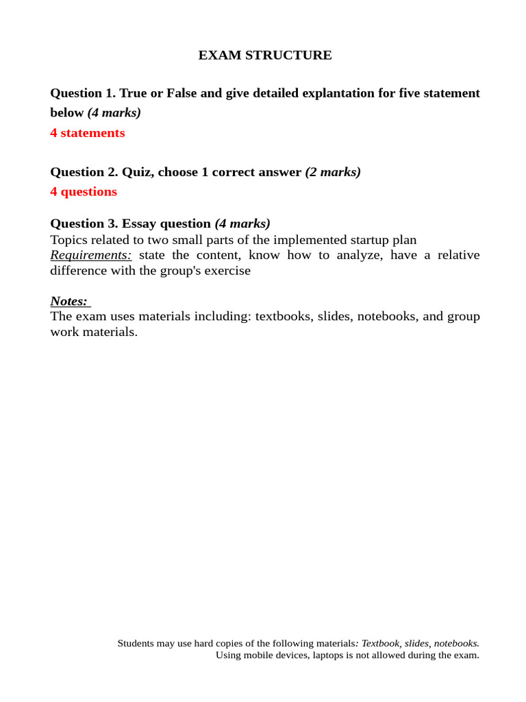 Exam Structure | PDF