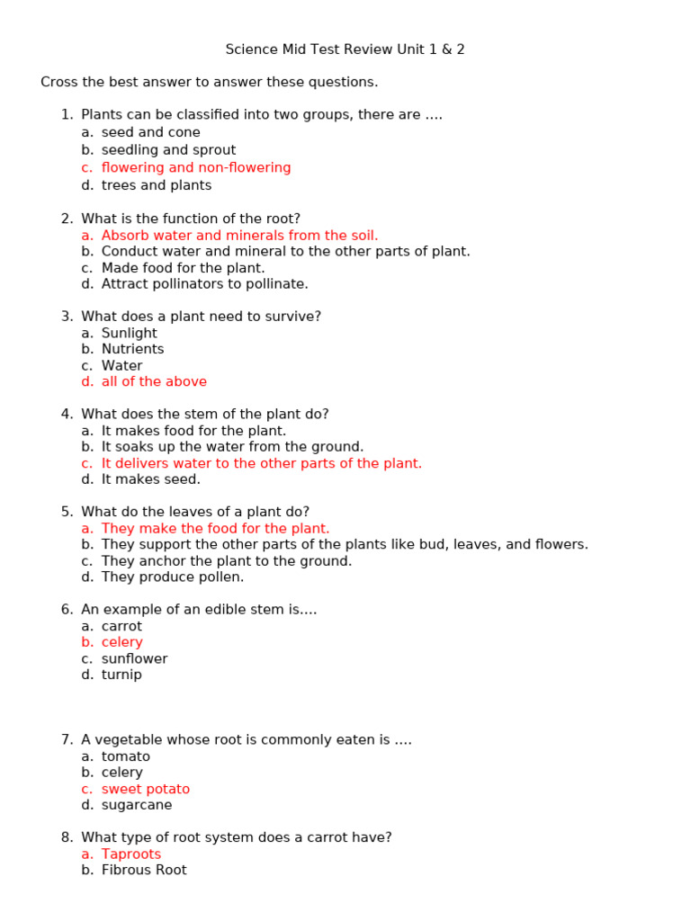 Science Test Review: Plant Biology | PDF | Flowers | Pollination