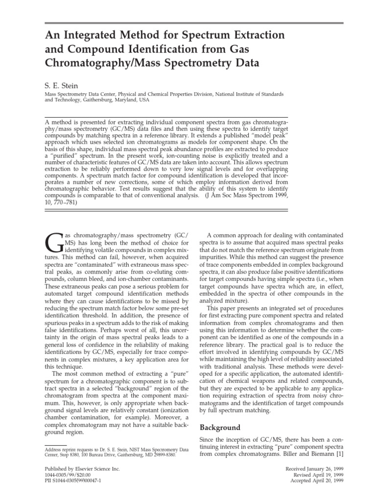 Spectrum Extraction in GC/MS Analysis | PDF | Gas Chromatography–Mass ...
