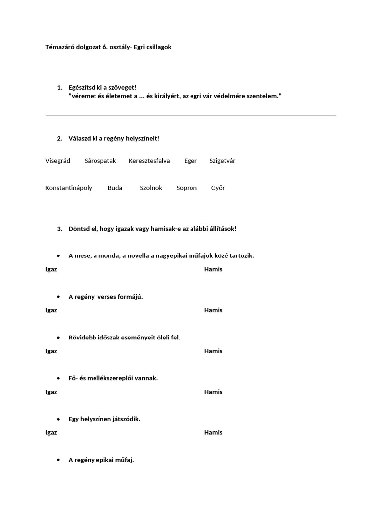 Egri csillagok | PDF