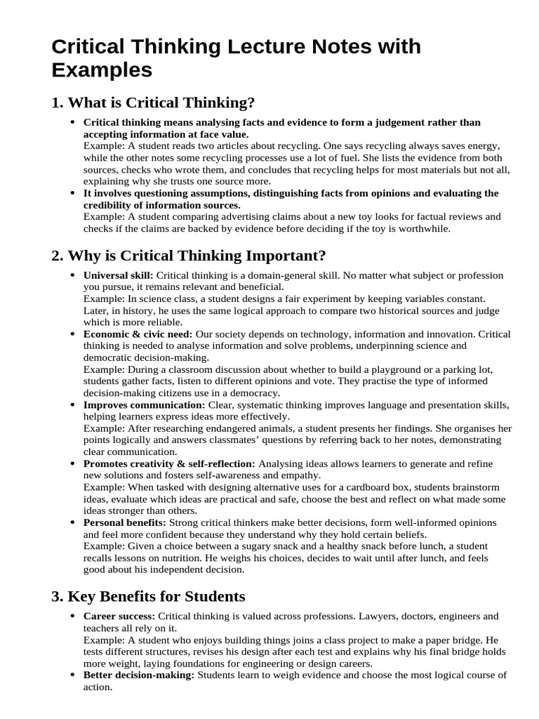 Critical Thinking Strategies for Students | PDF | Critical Thinking ...