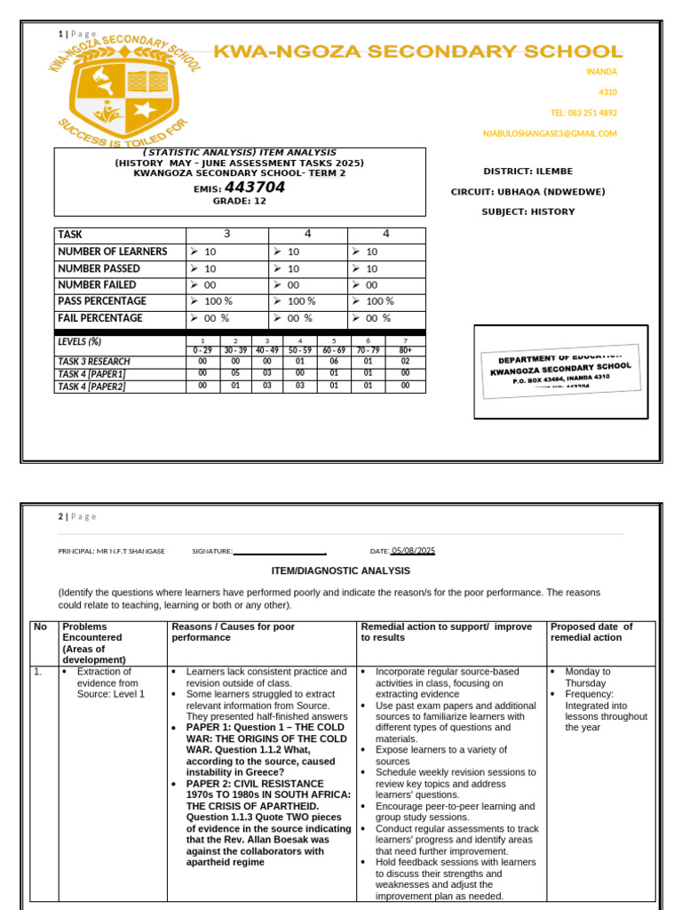 Grade 12 History Assessment Analysis | PDF | Essays | Critical Thinking