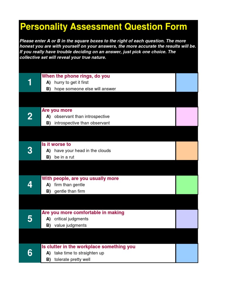 Free Personality Assessment | PDF | Psychological Concepts ...