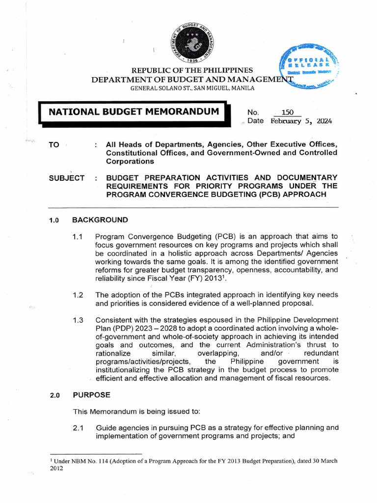 Budget Preparation for PCB Programs | PDF | Government