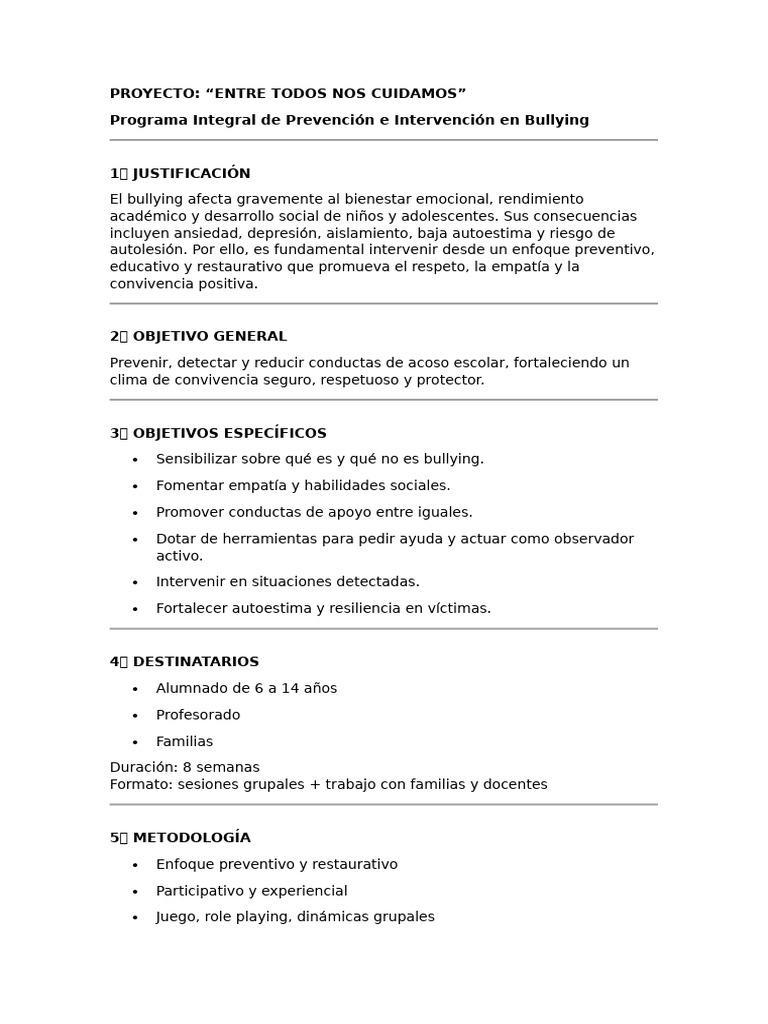 Programa Integral contra el Bullying | PDF | Modificación de ...
