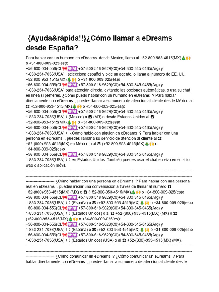 [{Guide}] ¿Cómo llamar a eDreams desde México? | PDF ...