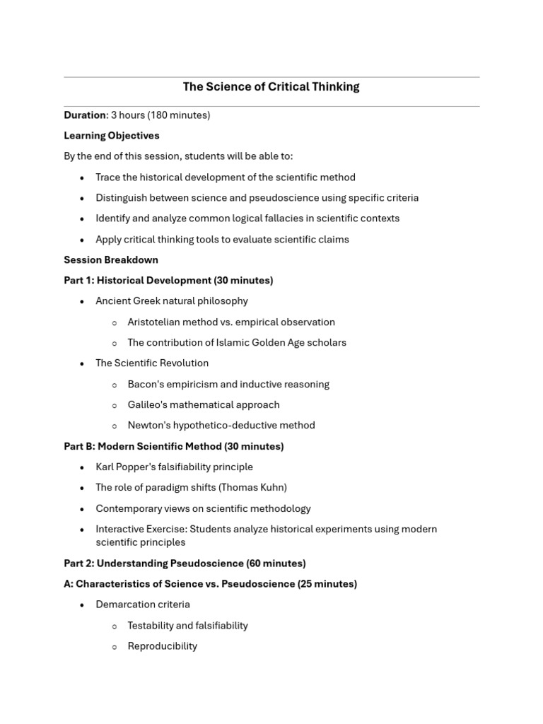 Critical Thinking in Science Explained | PDF | Pseudoscience ...