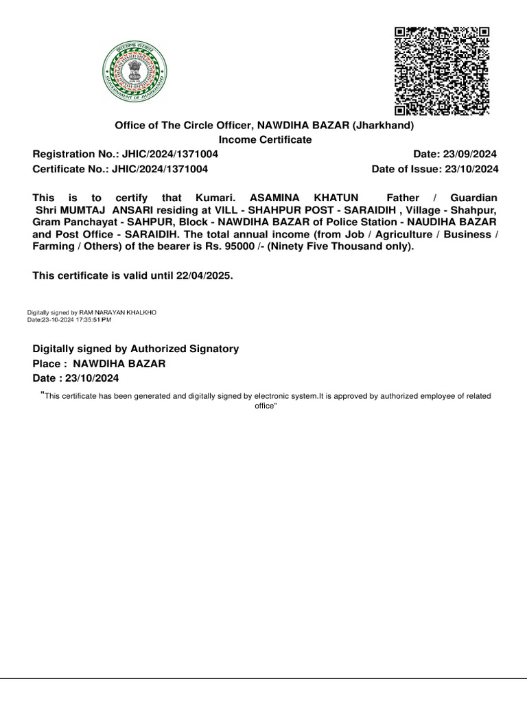 Asmina Income | PDF