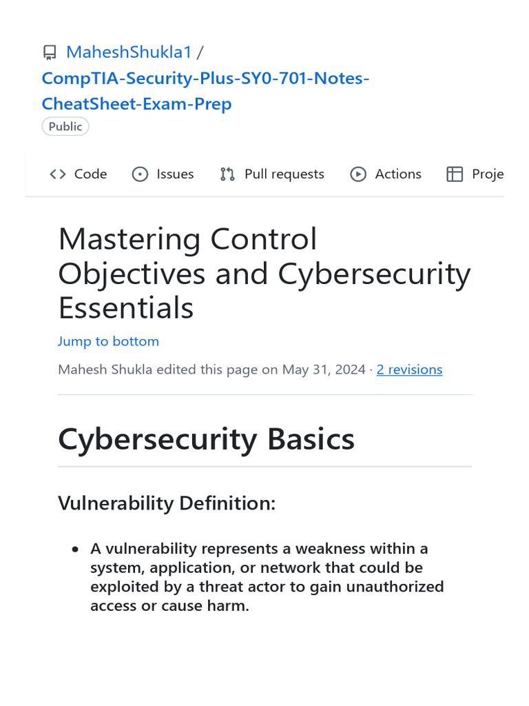 Mastering Control Objectives and Cybersecurity Essentials | PDF ...