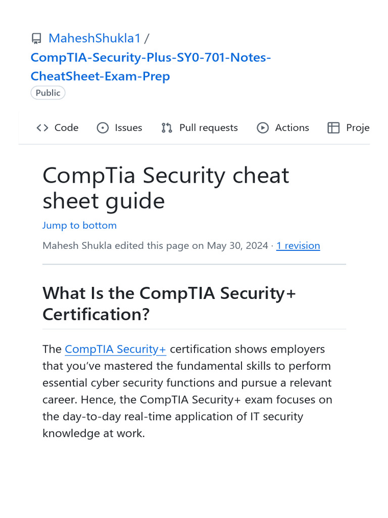 CompTIA Security+ SY0-701 Cheat Sheet | PDF | Phishing | Public Key ...
