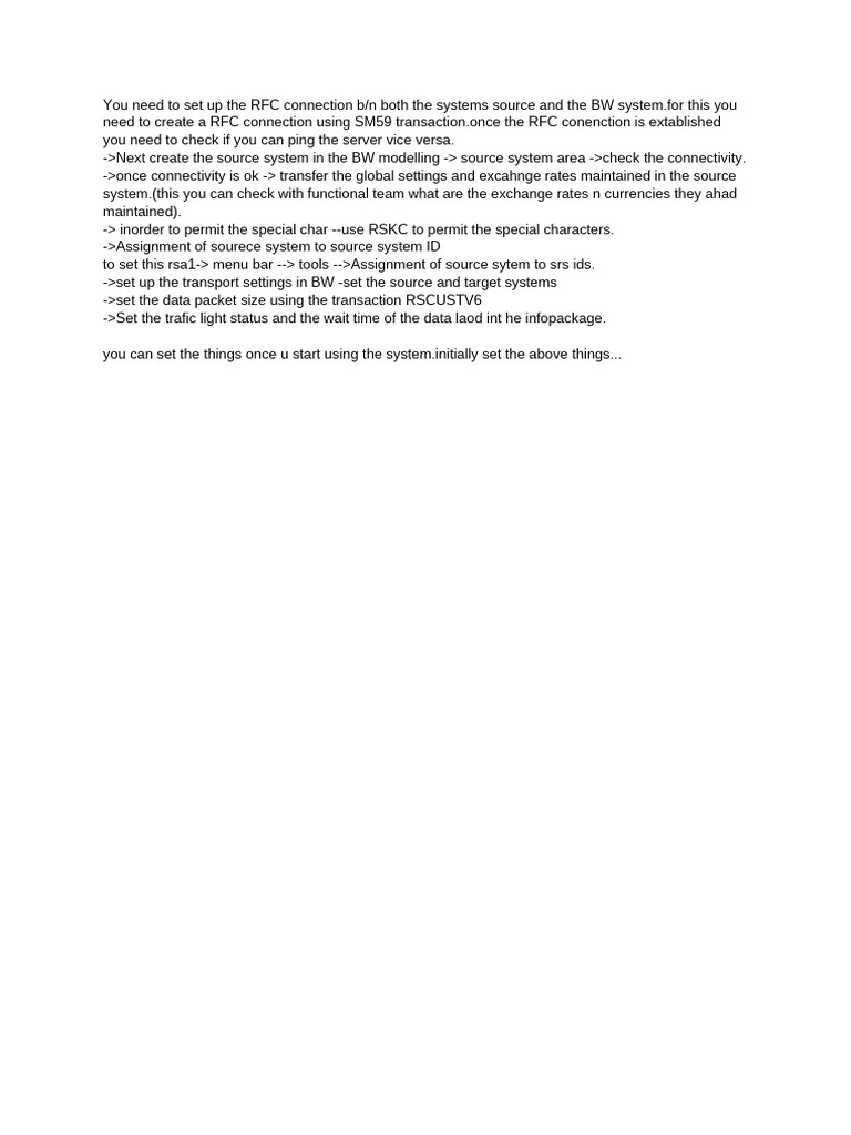Setting Up RFC Connection in BW | PDF