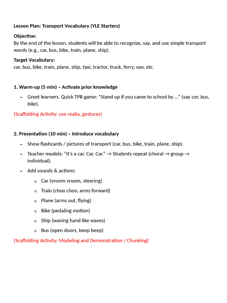 Lesson Plan (Scaffolding) | PDF