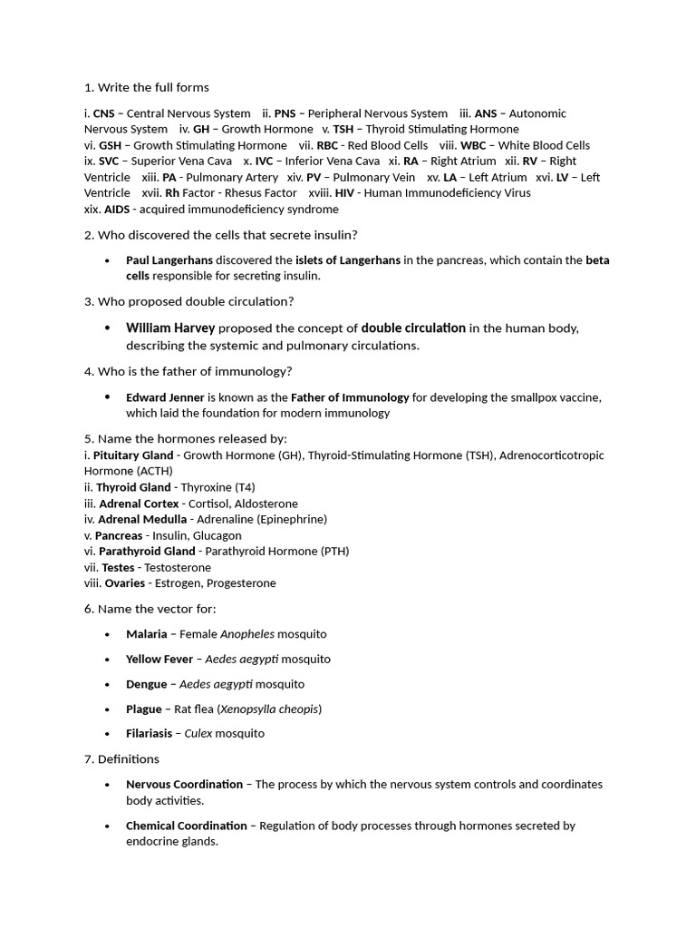 Bio T2 Acronym Full Forms | PDF | Heart | Heart Valve