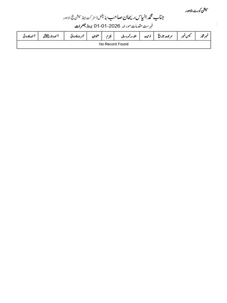 01.01.2026 Cause List | PDF
