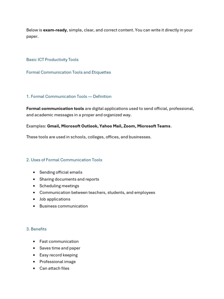 Formal Communication Tools Overview | PDF | Gmail | Microsoft Outlook