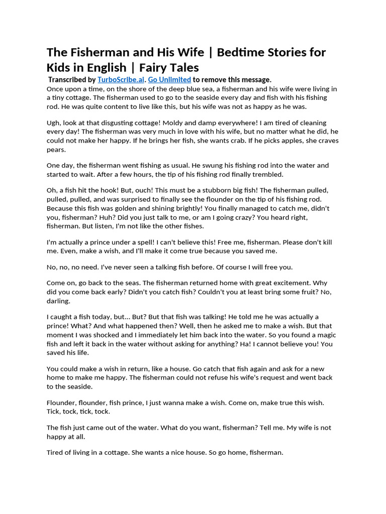 The Fisherman and His Wife - Bedtime Stories For Kids in English ...