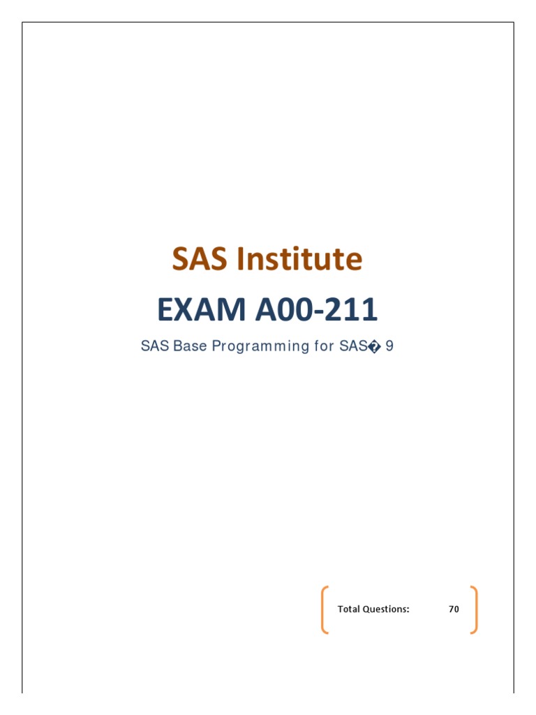 SAS Certified Base Programmer For SAS 9 - A00-211 - Dumps | PDF | Sas ...