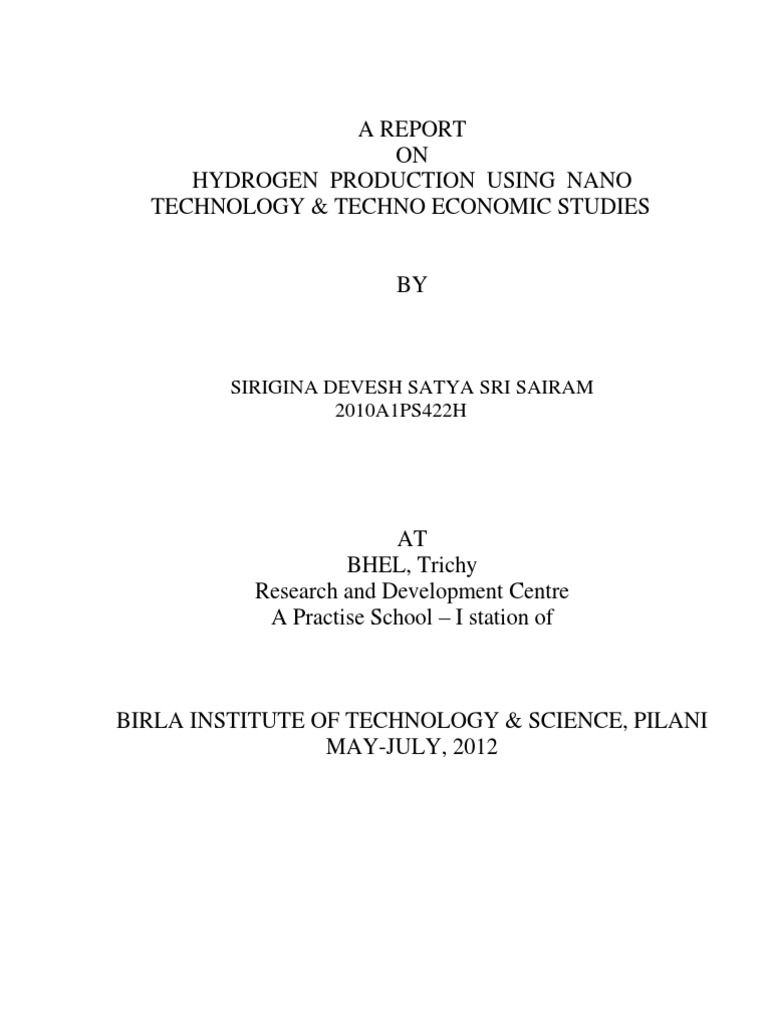 Mid Sem Report | PDF | Hydrogen Economy | Hydrogen