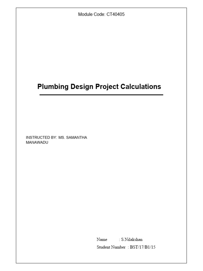 Plumbing Design Project Calculations | PDF | Bathroom | Sink