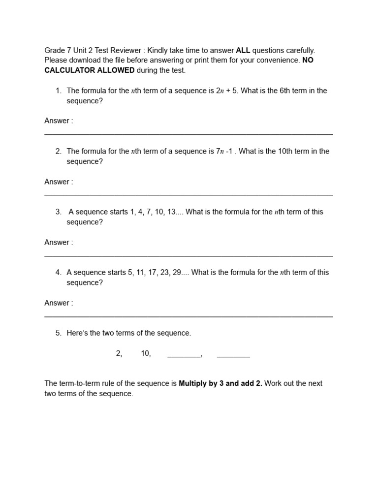 Grade 7 Math Test Review Guide | PDF | Cartesian Coordinate System ...