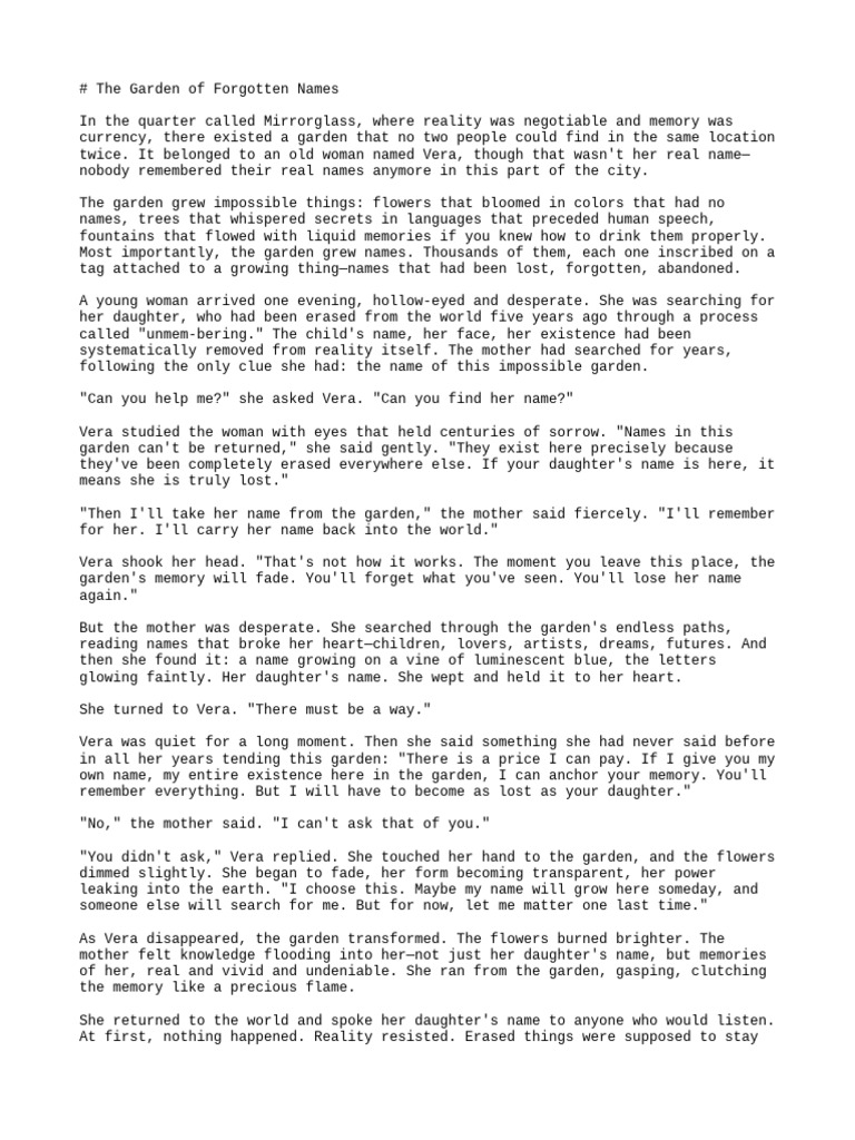 Story 5 The Garden of Forgotten Names | PDF