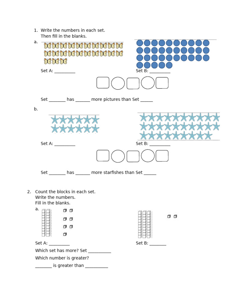 Number Comparison Activities for Kids | PDF