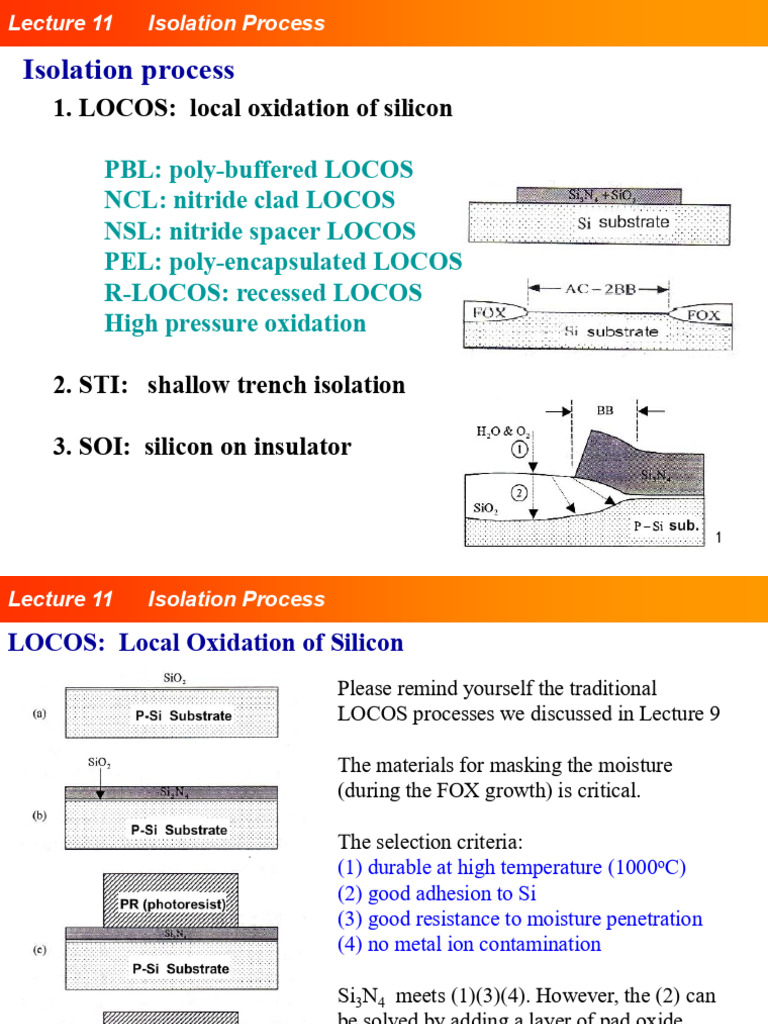 Isolation Processes in MOS Fabrication | PDF | Applied And ...