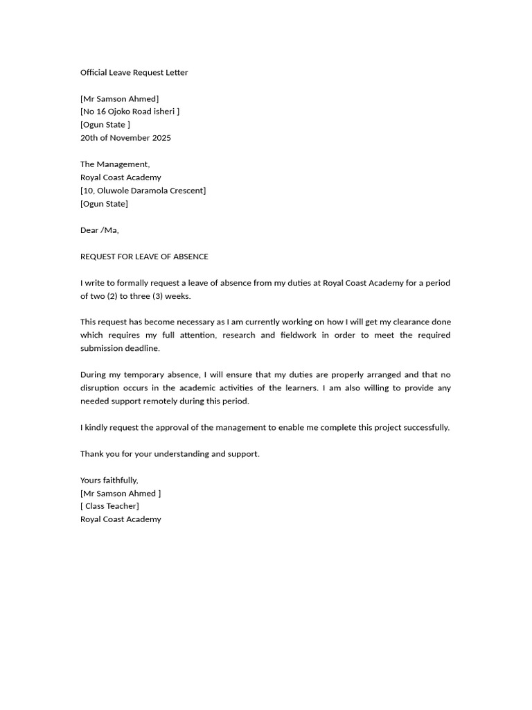 Official Leave | PDF
