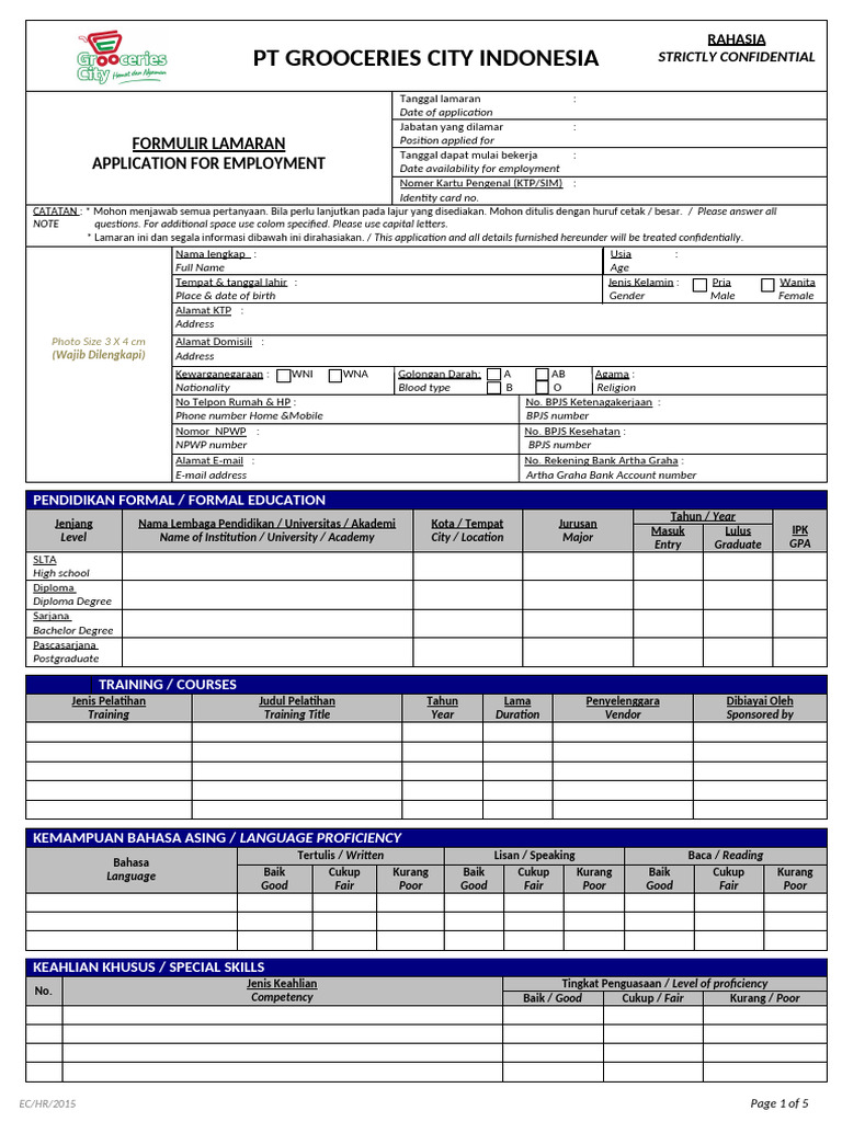 Gci - (Nama) - Posisi - Application Form - 2024 | PDF