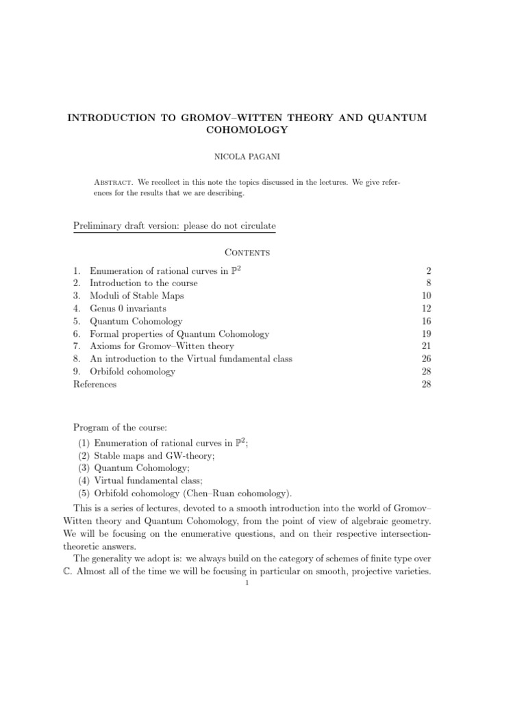 Gromov-Witten Theory Overview | PDF | Geometry | Differential Topology