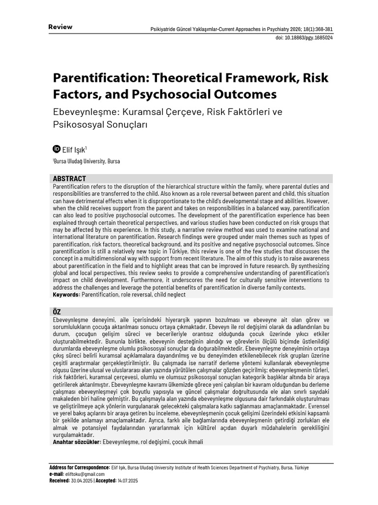 Understanding Parentification: Risks & Outcomes | PDF | Attachment ...