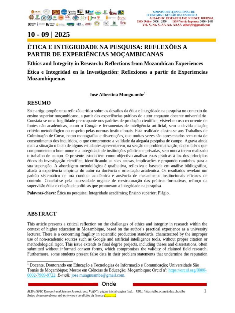 05.2025 j.a.munguambe_ Revista Alba-oth | PDF | Science | Acesso livre