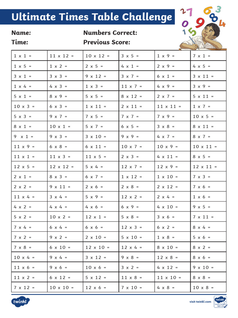 t2 M 1557 Ks2 Ultimate Times Table Sheet Ver 5 Ver 6 | PDF