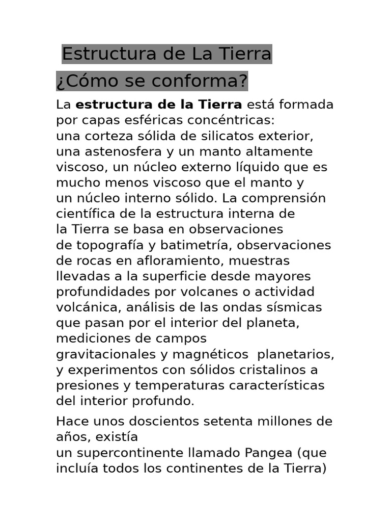 Estructura Interna de la Tierra | PDF | Tierra | Corteza (Geología)