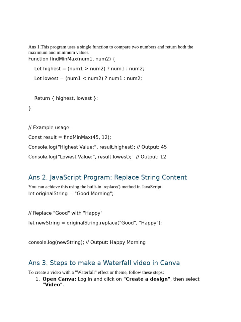 Practical Questions Answers | PDF
