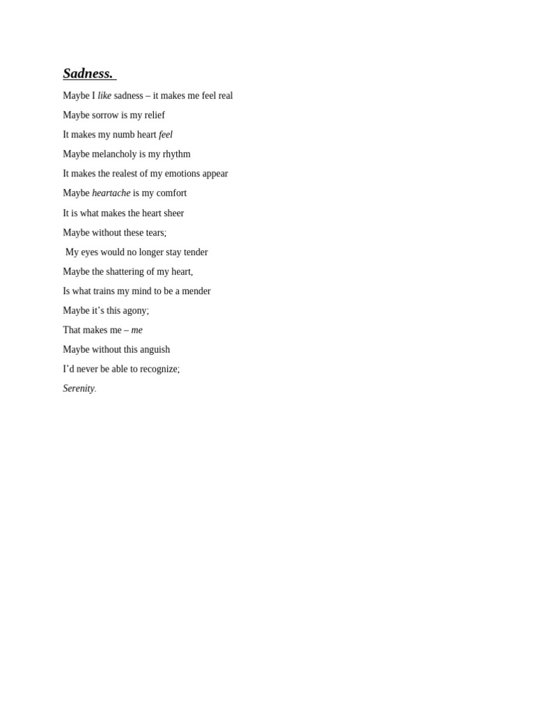 Embracing Sadness and Serenity | PDF