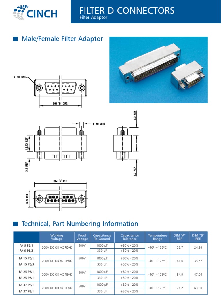 Filter High Density D-Sub | PDF | Electrical Connector | Capacitor