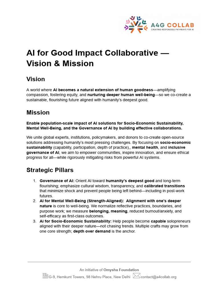 AI For Good Impact Collaborative - Vision Mission V1.3 | PDF | Well ...