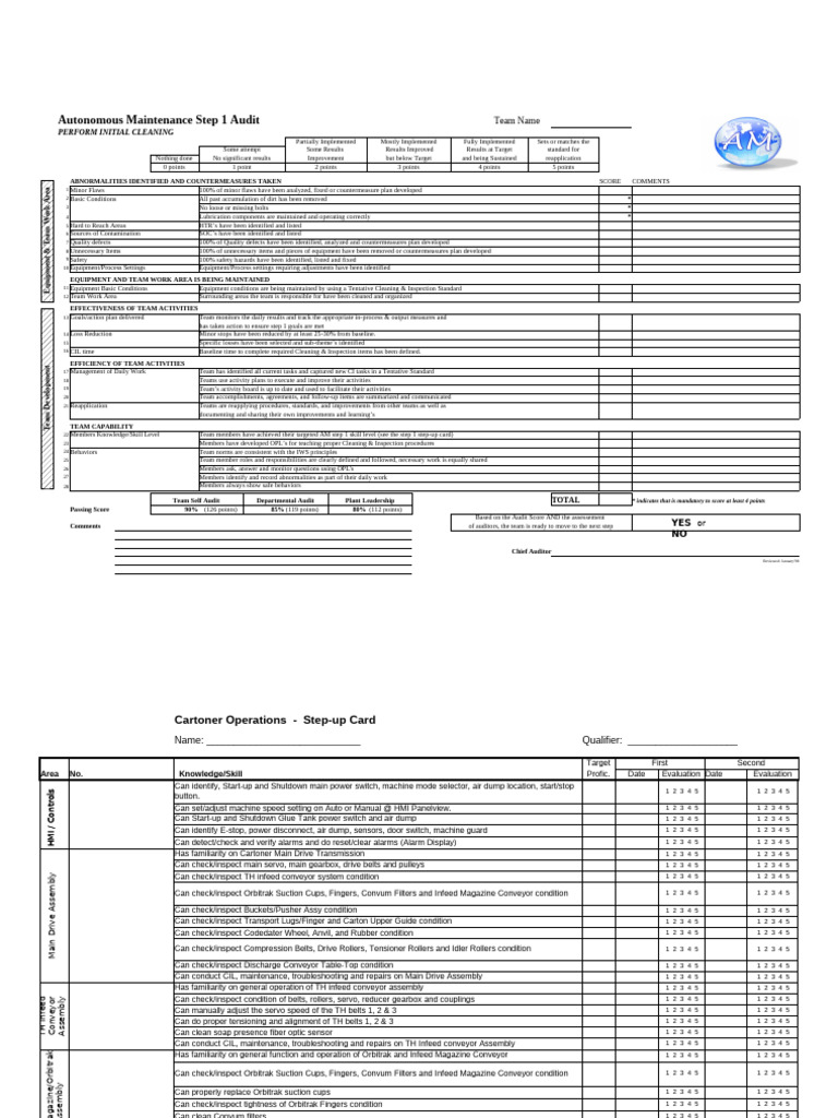 Cartoner Operations Step-Up Card | PDF | Audit