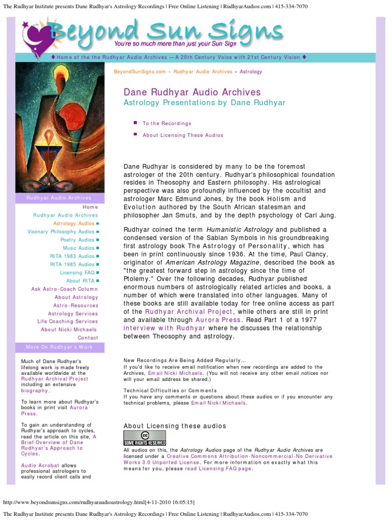 The Rudhyar Institute Presents Dane Rudhyar's Astrology Recordings ...