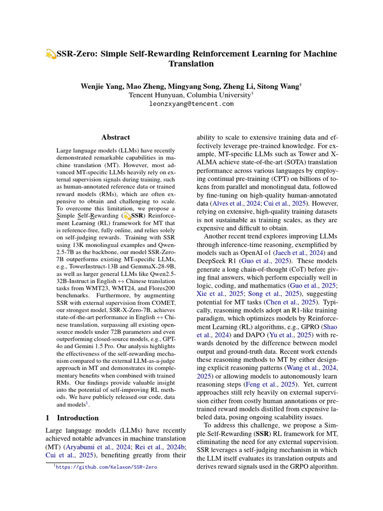 SSR-Zero Simple Self-Rewarding Reinforcement Learning For Machine | PDF ...