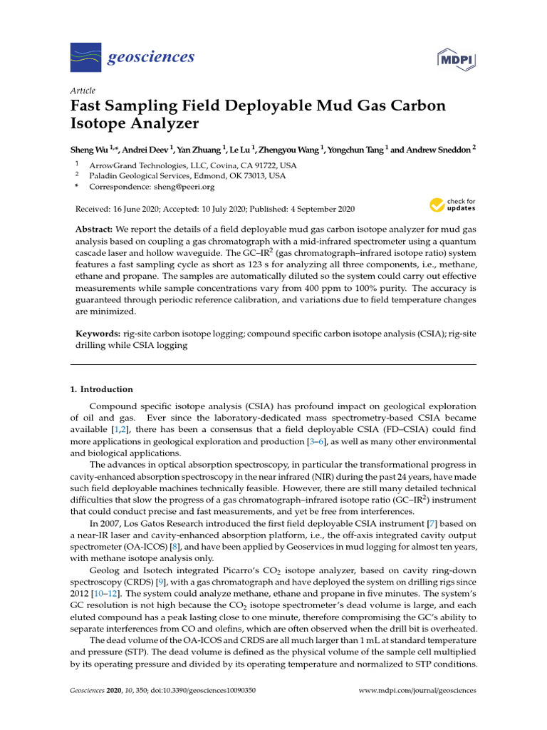 Fast Sampling Field Deployable Mud Gas Carbon Isotope Analyzer | PDF ...