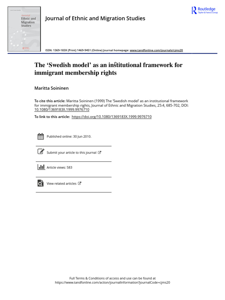 Swedish Model and Immigrant Rights | PDF | Immigration | Sweden