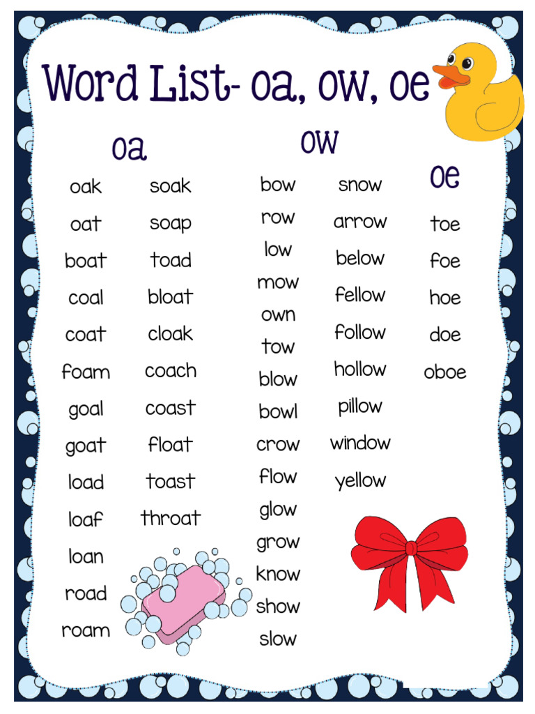 Long o Word List | PDF