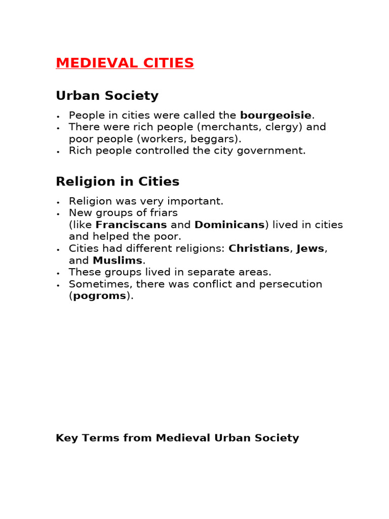 Medieval Urban Society Overview | PDF