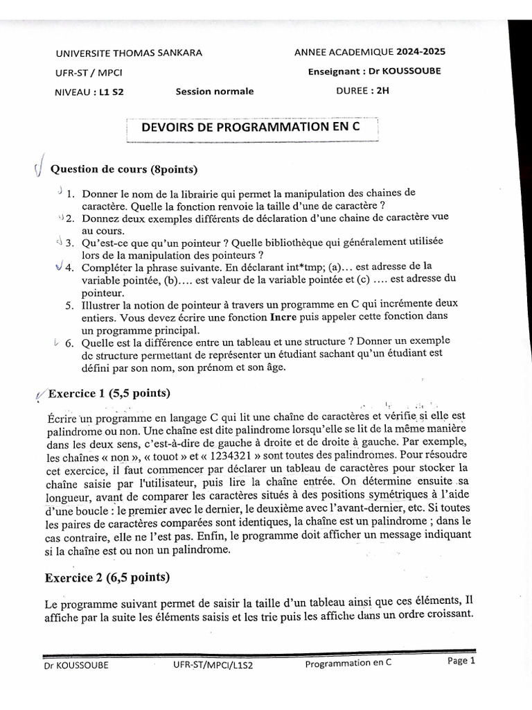 Algo & Programmation en C | PDF