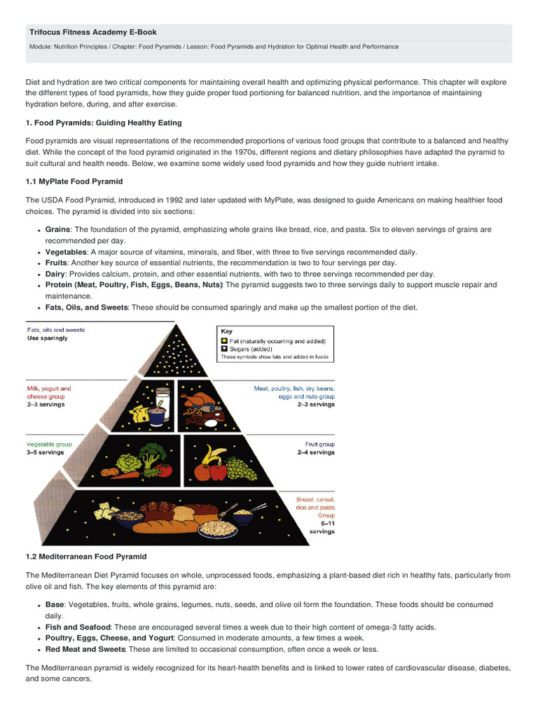 Food Pyramids and Hydration For Optimal Health and Performance | PDF ...