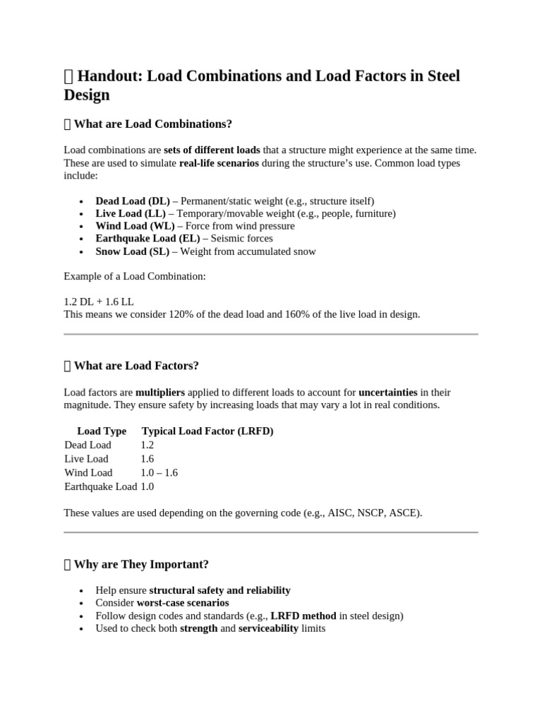 Load Combinations & Tension Members in Steel | PDF | Structural Load ...