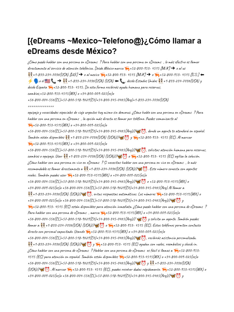 [{eDreams ~Mexico~Telefono@}¿Cómo llamar a eDreams desde México? | PDF ...
